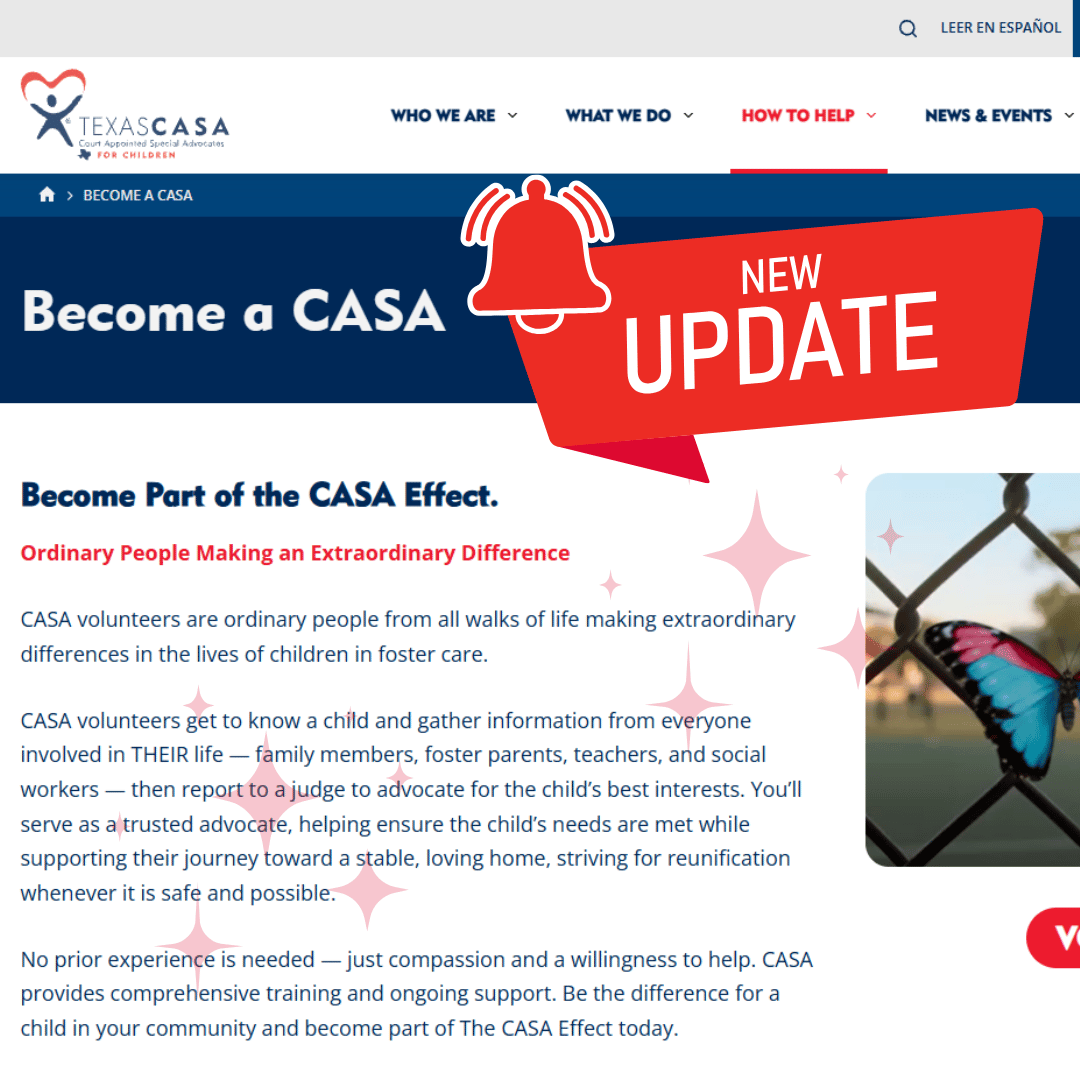 New Features on the Statewide Awareness Campaign Landing Page - Texas CASA
